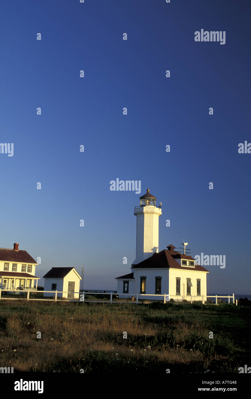USA, Washington, near Port Townsend. Pt Wilson lighthouse, entrance to ...