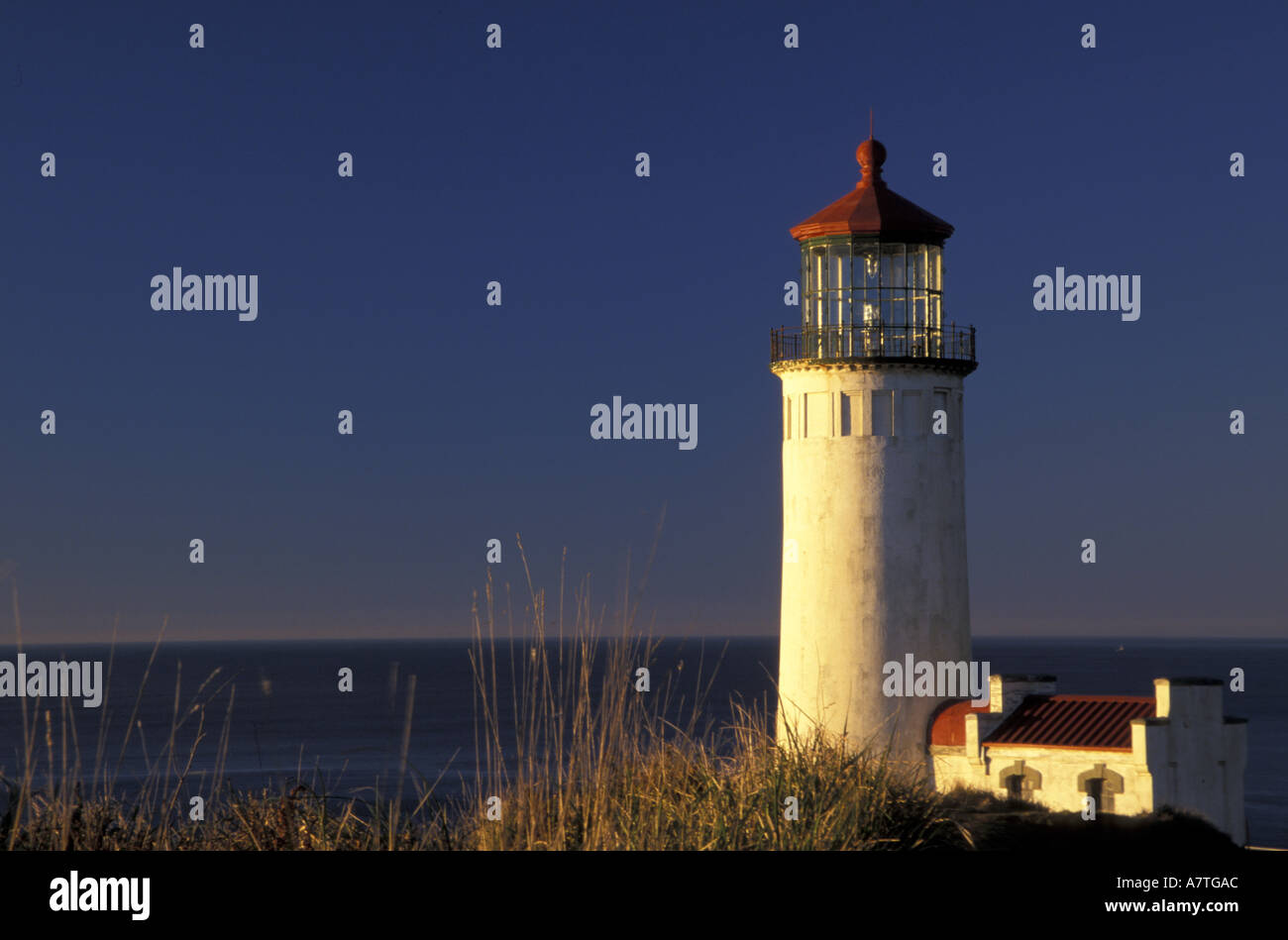 USA, Washington State, Fort Canby State Park. North Head Lighthouse in ...