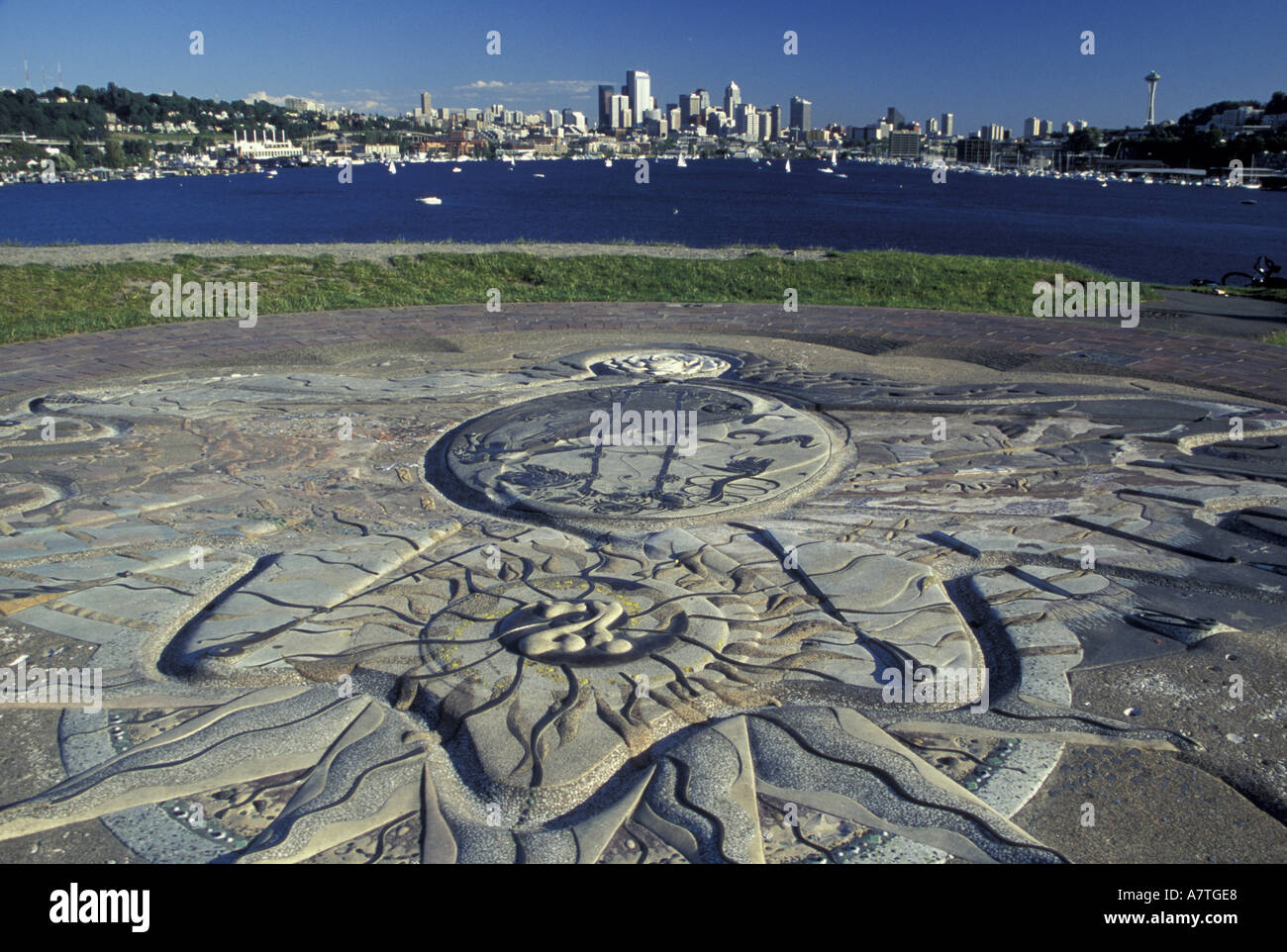 North America, USA, Washington, Seattle, Gasworks Park, view of ...