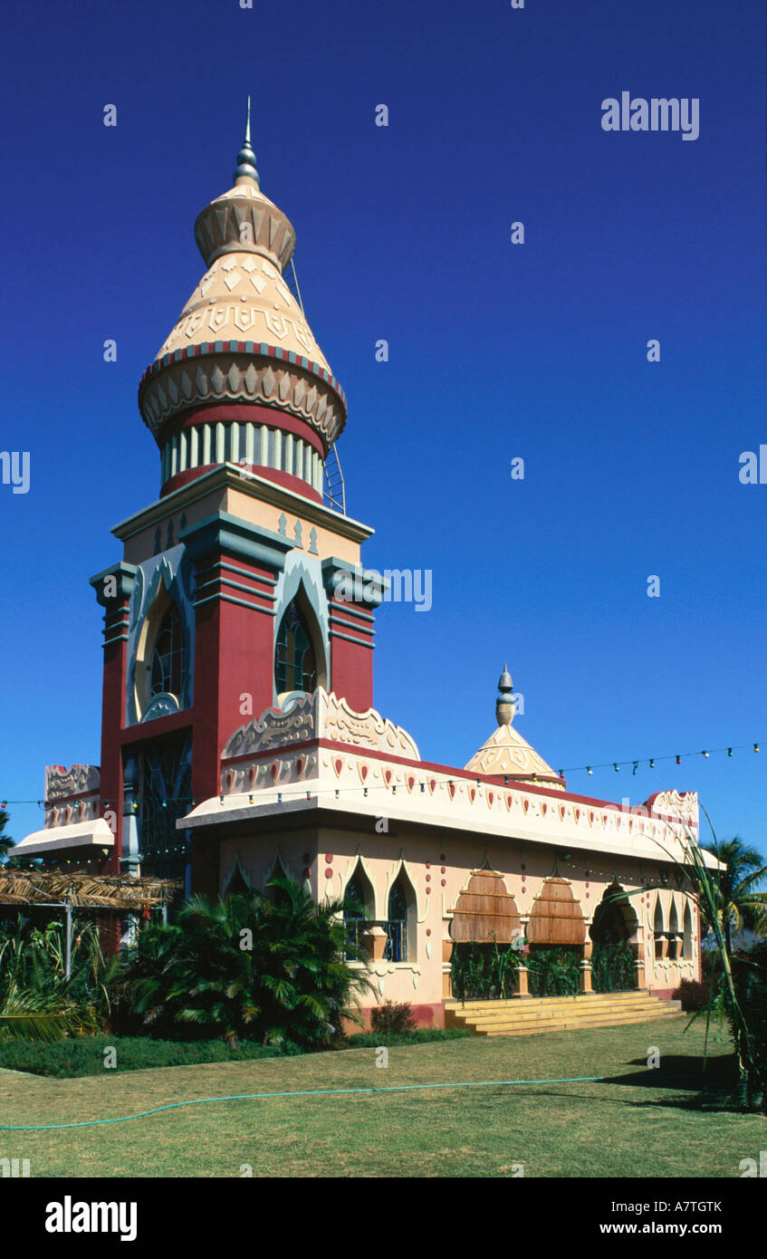 Hindu temple against clear blue sky, St Pierre, Reunion Island, France ...