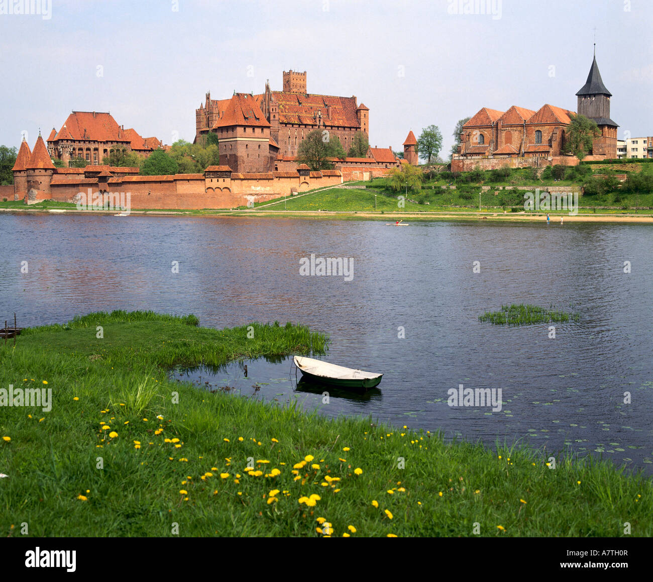 Castle at waterfront Nogat River Malbork Castle Malbork Poland Stock ...