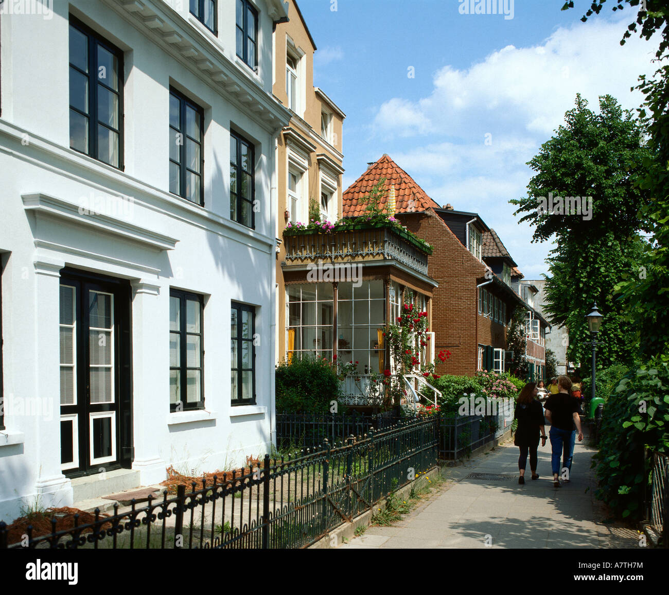 Buildings along street, Hamburg, Germany Stock Photo - Alamy