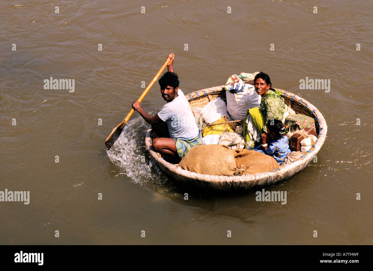India, Karnataka State, Hampi, boatman on Tungabhada river Stock Photo ...