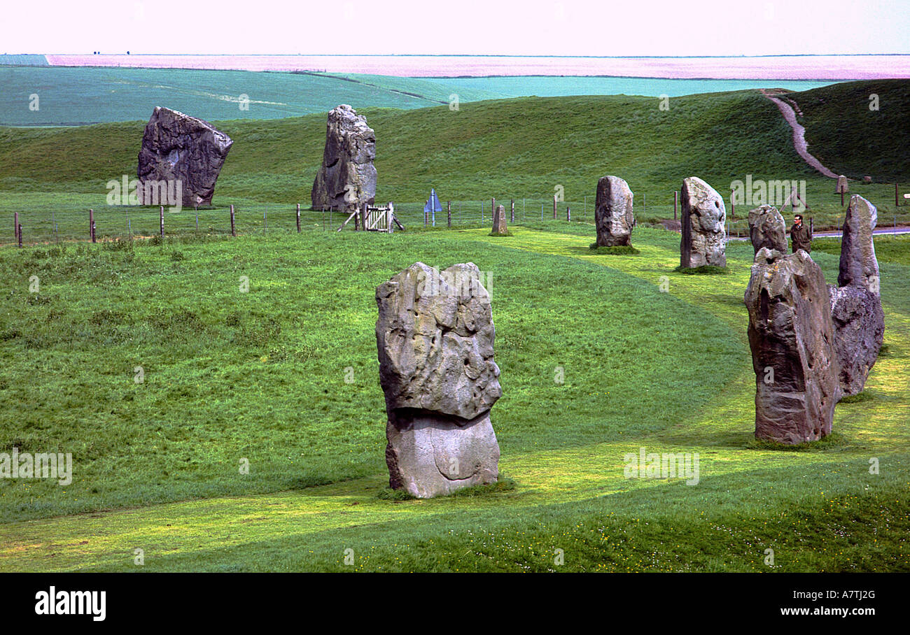 Neolithic stones on landscape, Lake District, Cumbria, England Stock ...