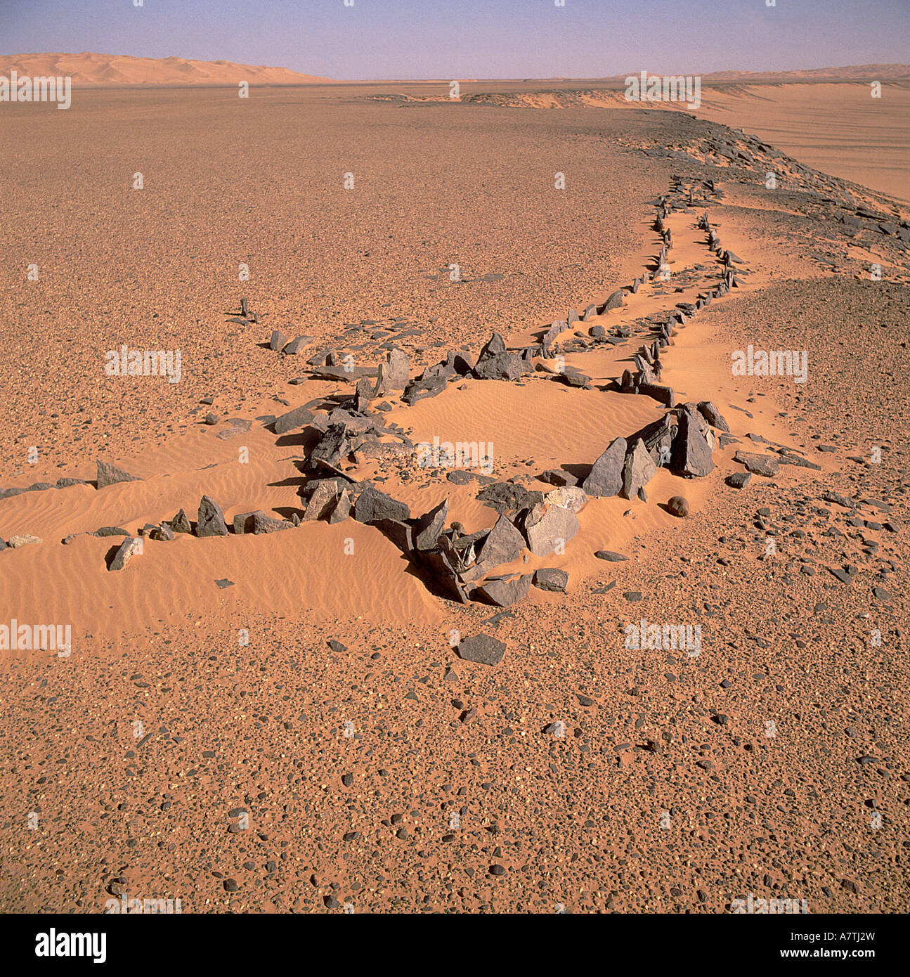 Stone structure in desert, Tadrart Acacus, Fezzan, Libya Stock Photo ...