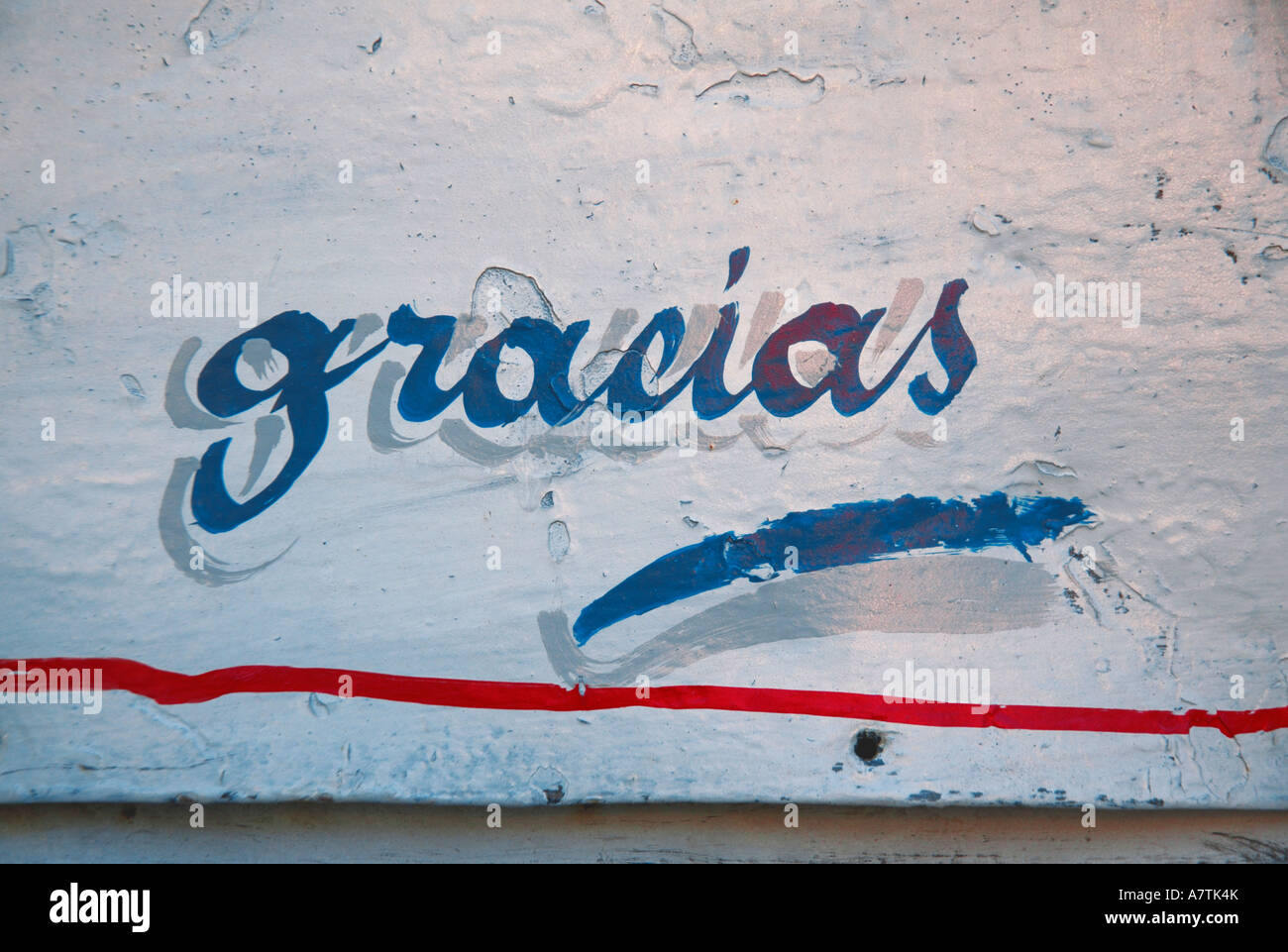 Detail of Sign Saying "Thank You" in Spanish Stock Photo - Alamy