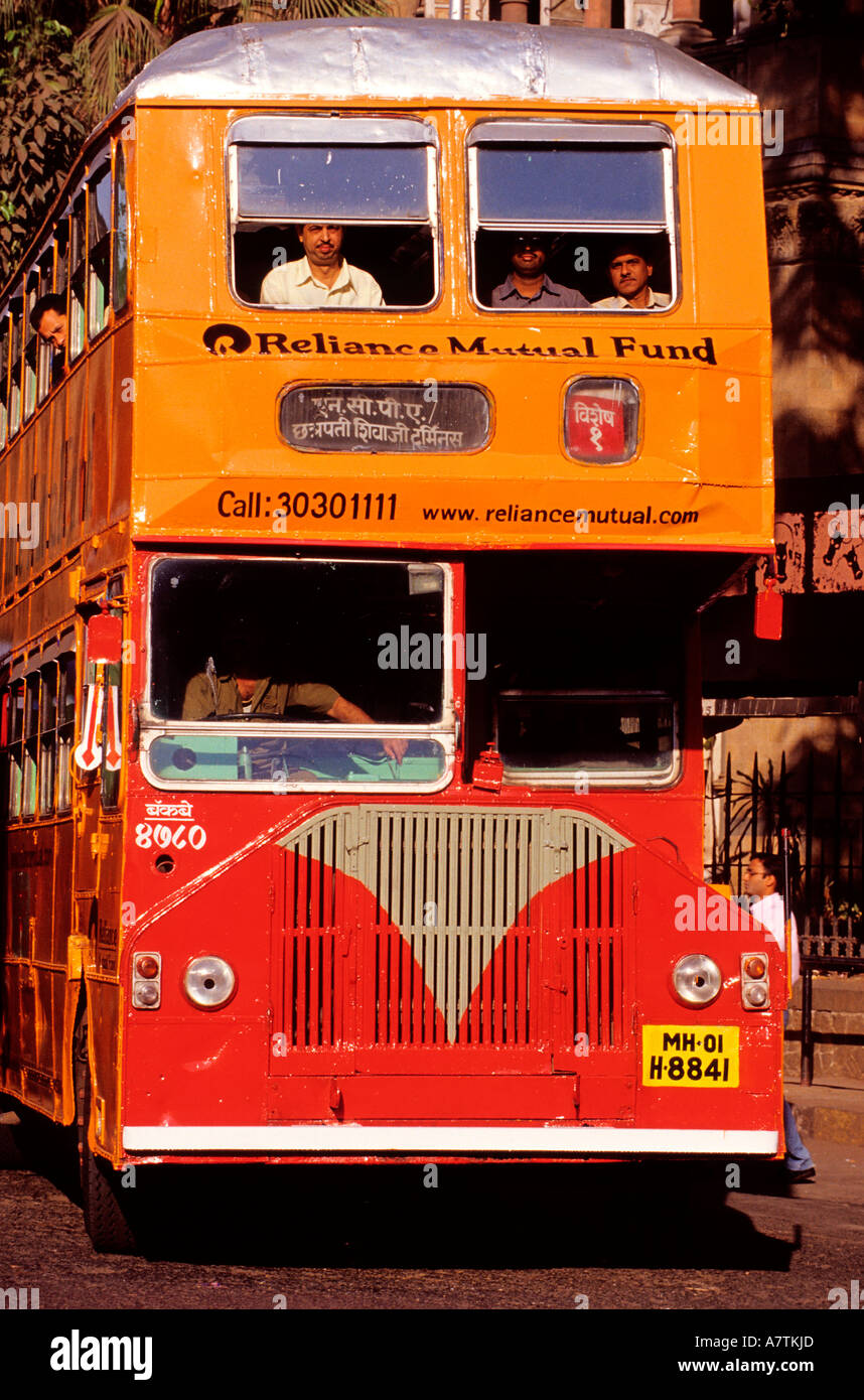 India, Maharashtra State, Bombay (Mumbai), doubledecker bus Stock Photo ...