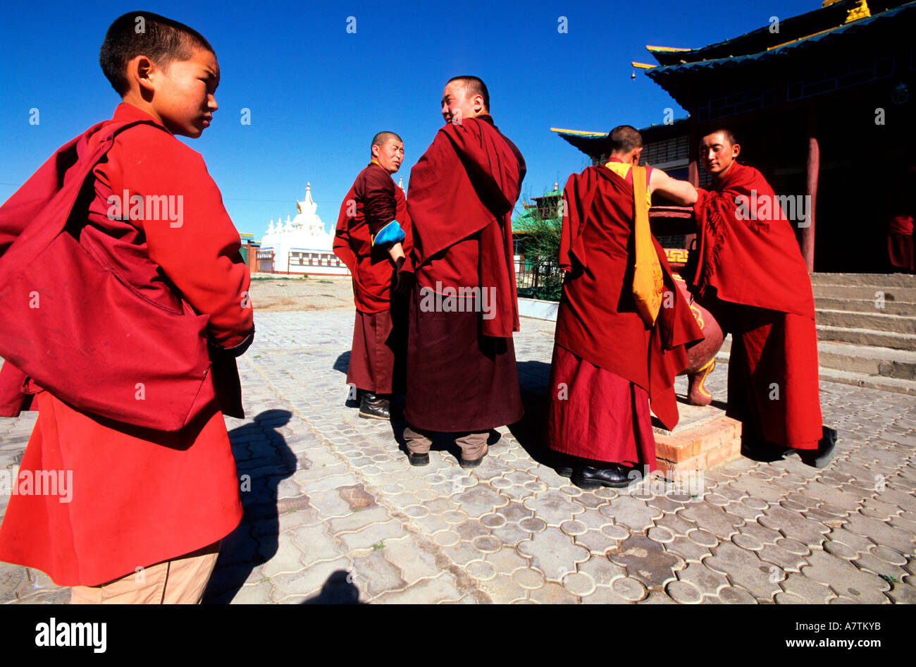 Mongolia, Ovorkhangai Province, Arvaikheer city, in front of Gandan ...