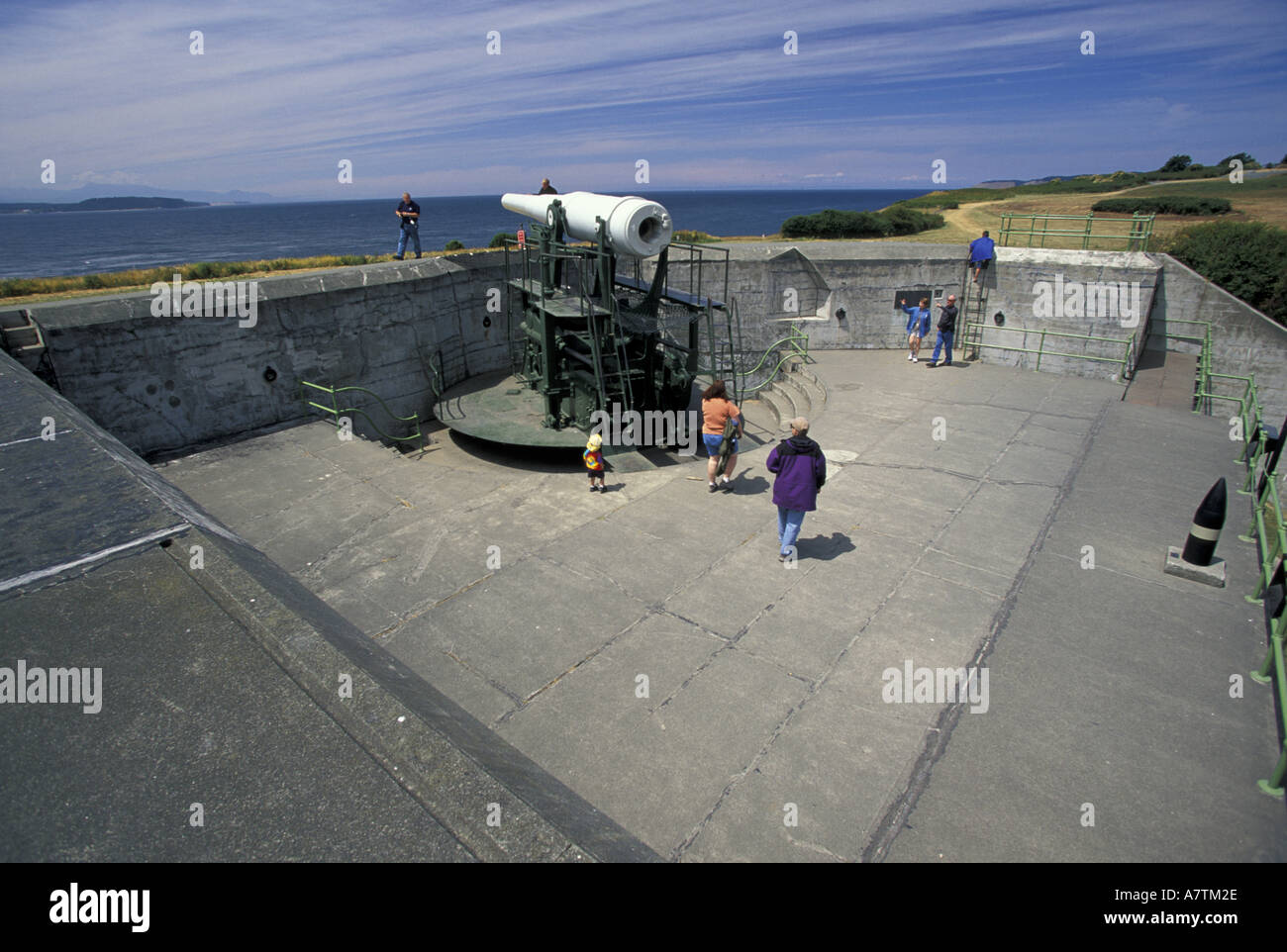 NA, USA, Washington, Whidbey Island, Fort Casey State Park; gun ...