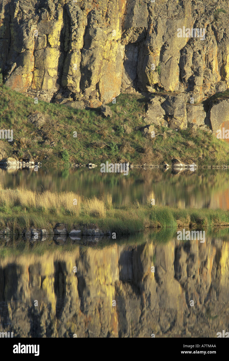 NA, USA, Washington, Potholes SP. Canyon wall reflection Stock Photo ...