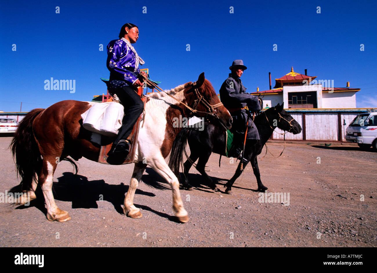 Mongolia, Ovorkhangai Province, Arvaikheer city, in front of Gandan ...