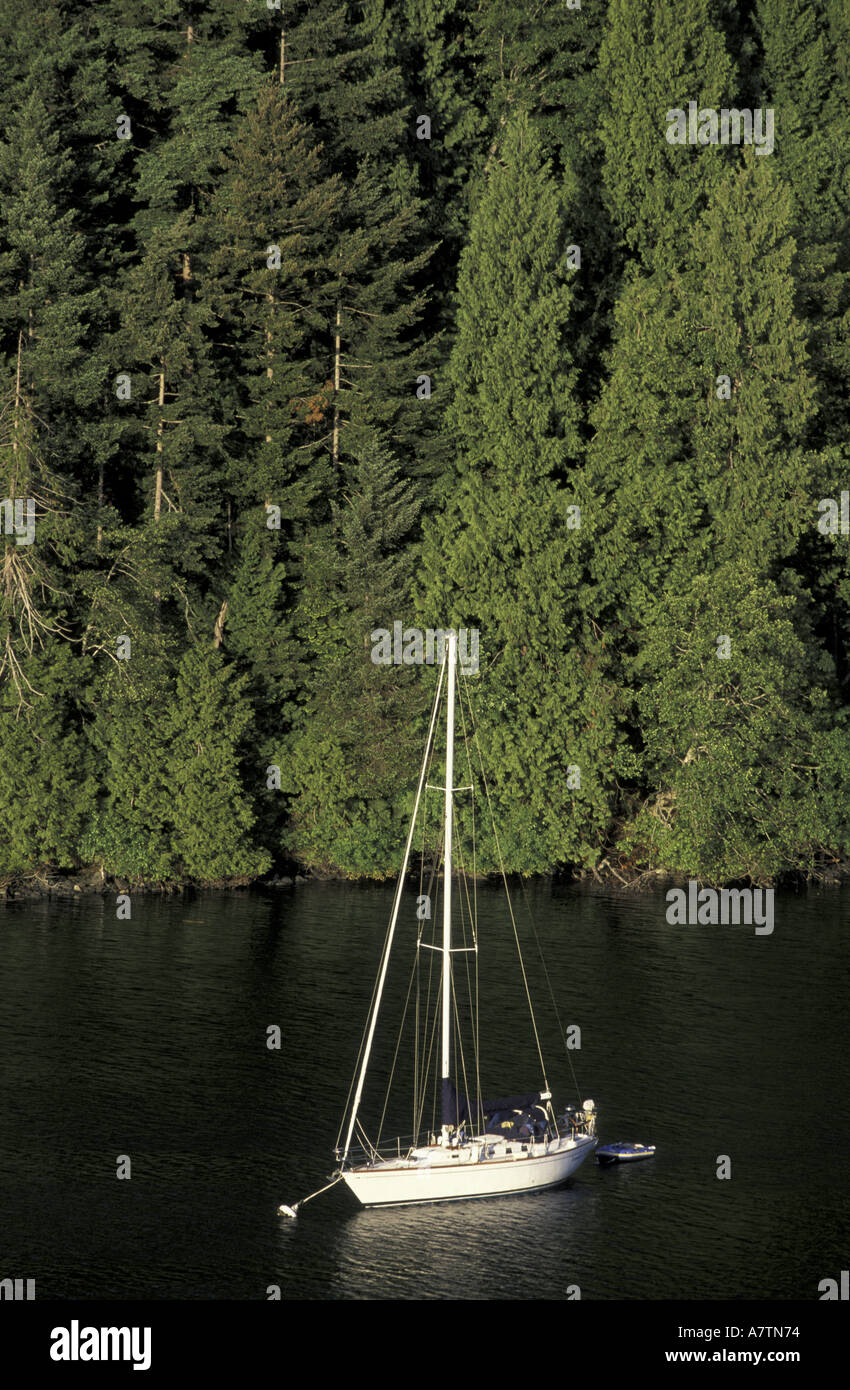 NA, USA, Washington, Turn Island. Sailboat at anchor Stock Photo - Alamy