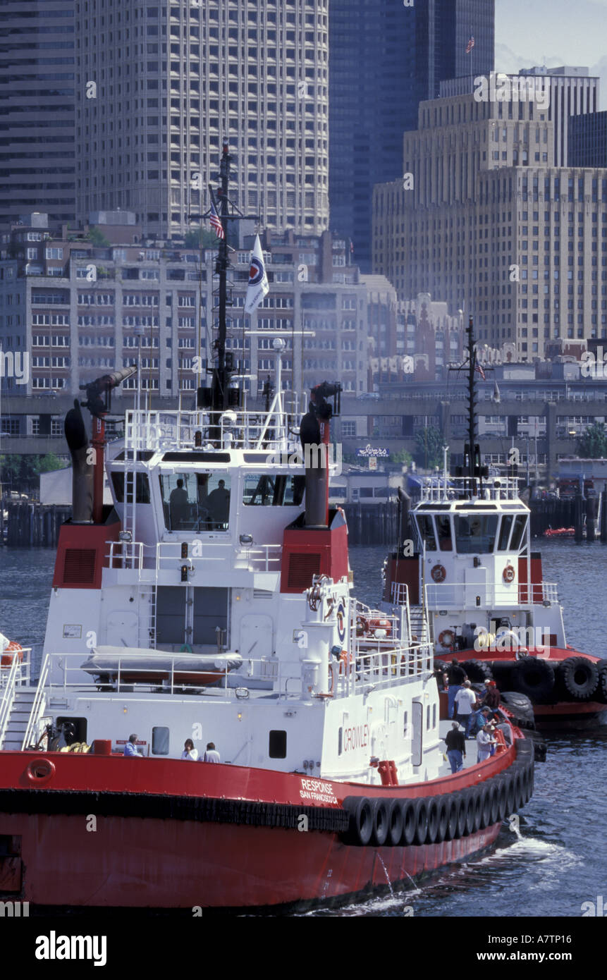 USA, WA, Seattle, Elliott Bay. Seattle Maritime Festival. Tugboats ...