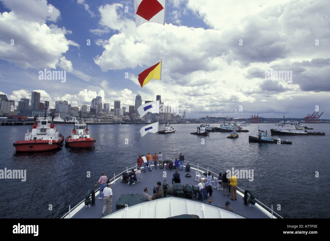 USA, WA, Seattle, Elliott Bay. Seattle Maritime Festival. Tugboats ...
