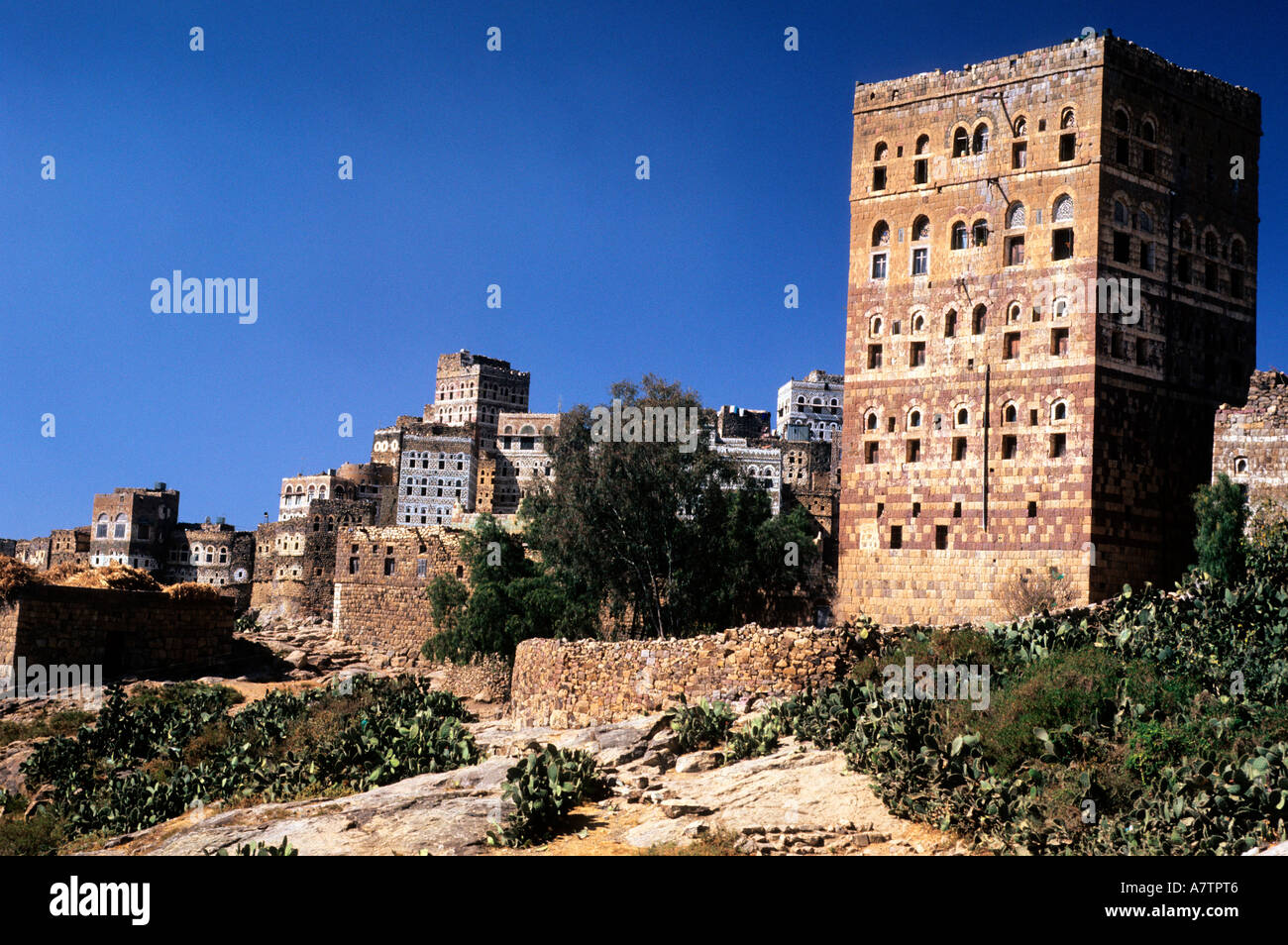 Yemen, the Djebel Haraz, Al Hajarah village Stock Photo - Alamy
