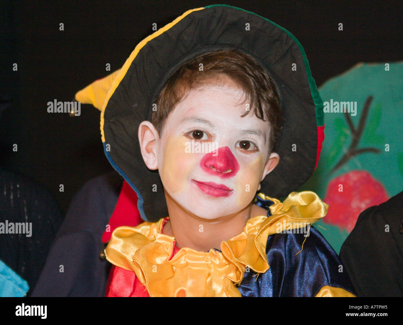 young school boy dressed as clown for school play Stock Photo - Alamy