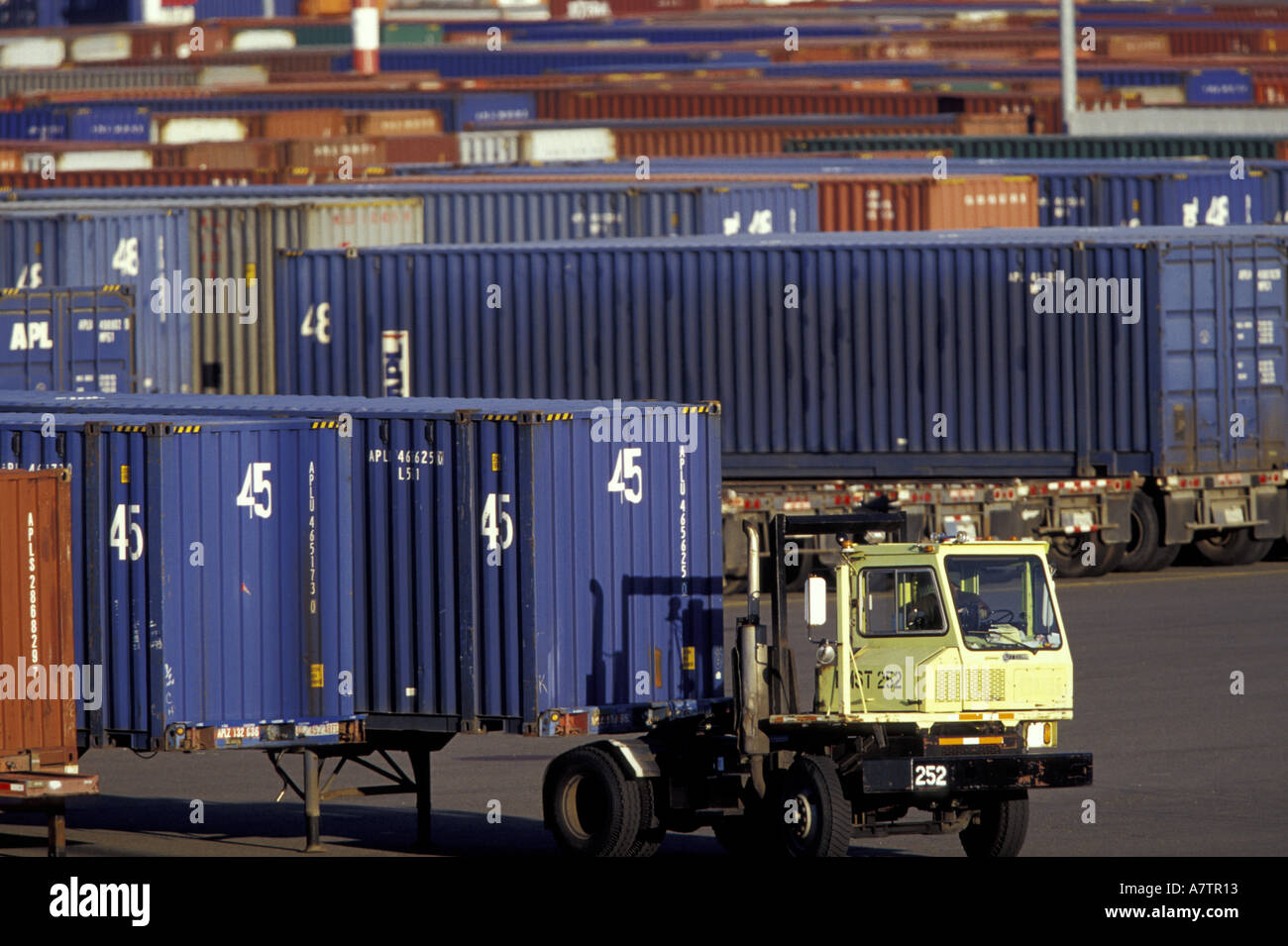 USA, Washington State, Seattle, Harbor Island. Shipping containers ...