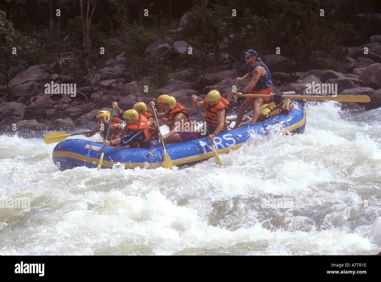 USA, Fayetteville, West Virginia, Whitewater rafting on the New River ...