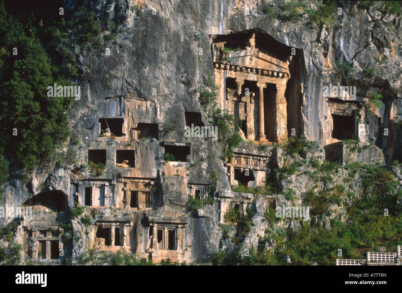 Lycian rock tombs on side of mountain, Dalyan, Turkey Stock Photo - Alamy