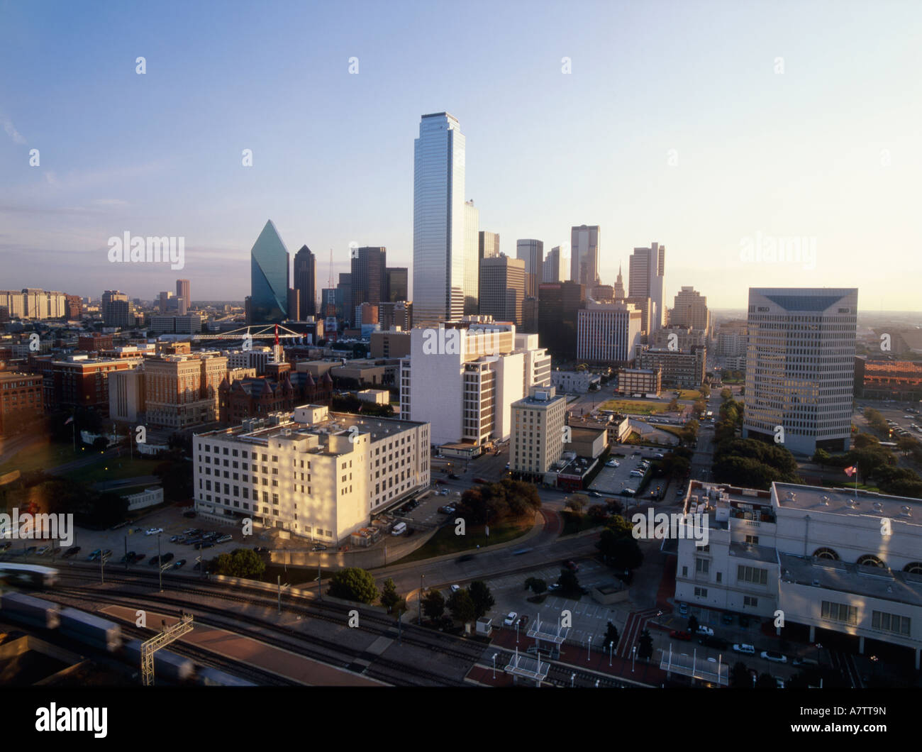 Elevated view of downtown Dallas, Texas, USA Stock Photo - Alamy