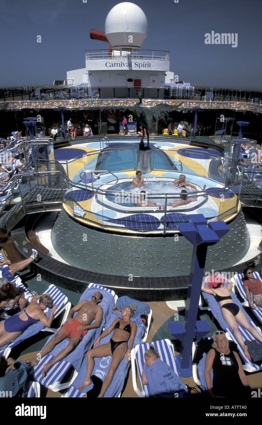 Sun pool and spa aboard Carnival Spirit cruise ship Stock Photo - Alamy