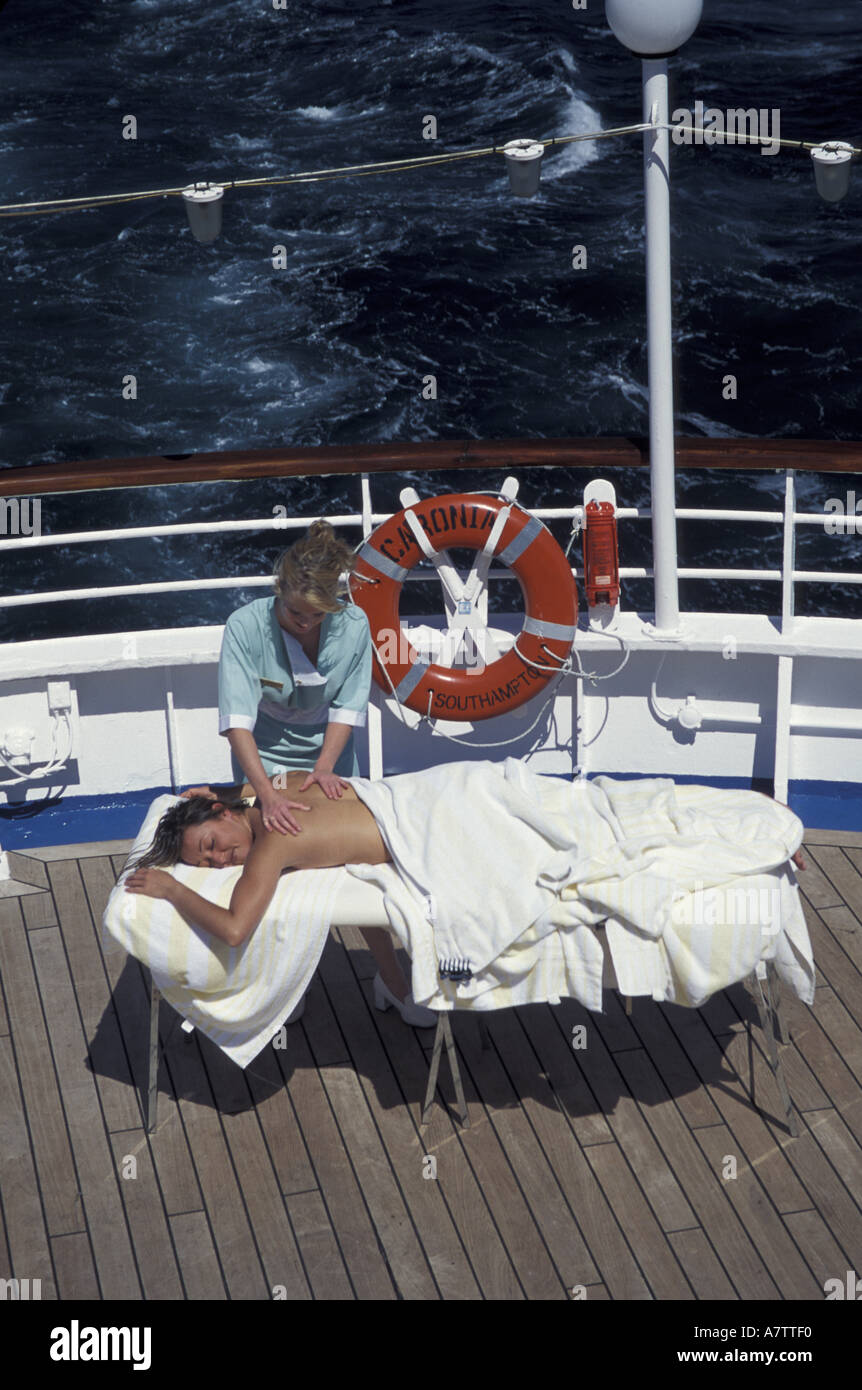 Massage on deck of Cunard cruise ship Caronia. Cruising (MR Stock Photo ...