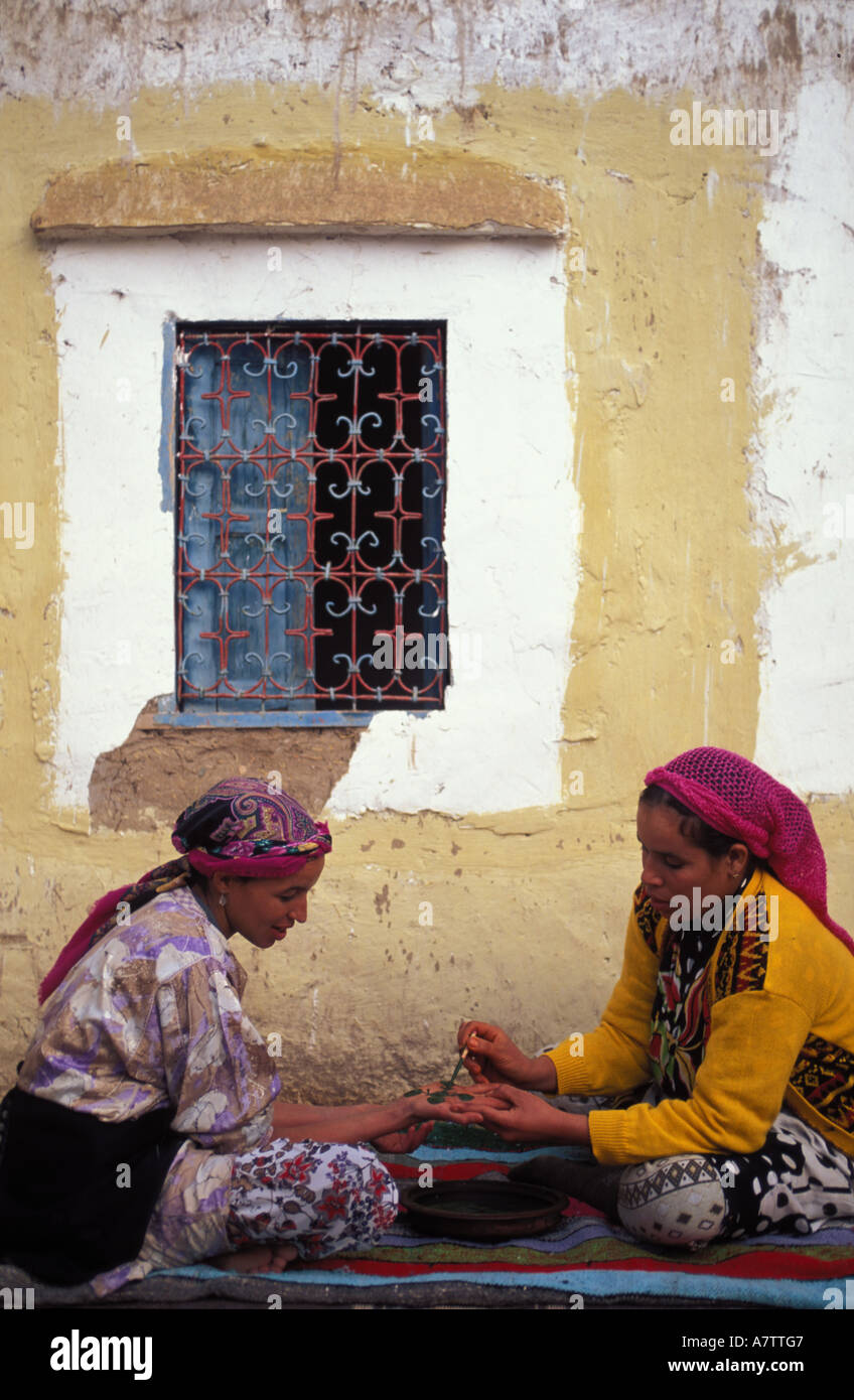 Morocco, Haut Atlas, Oumenas village, Berber family, application of ...