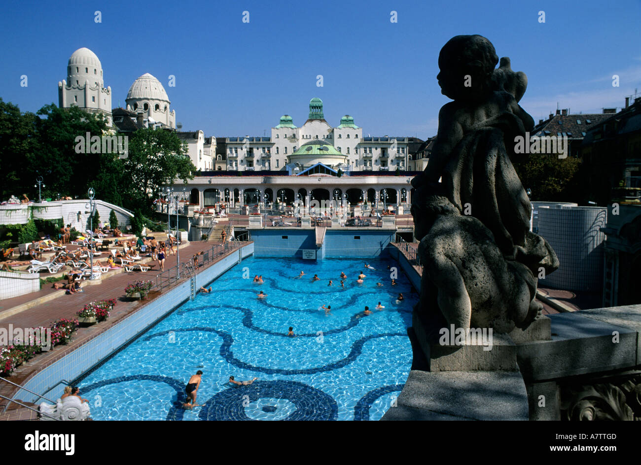 Hungary, Budapest, Gellert baths Hotel, the Swimming pool Stock Photo ...