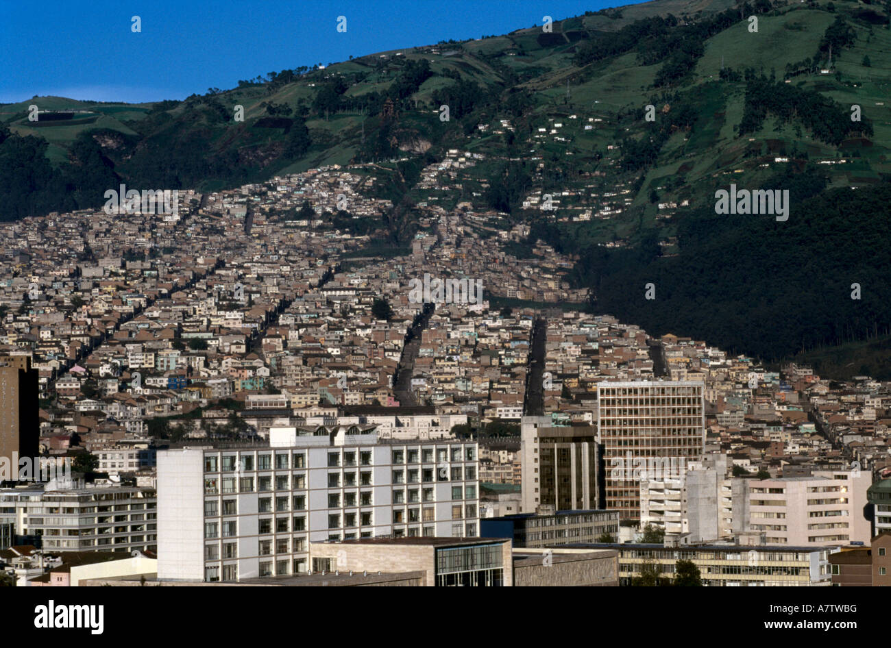 Aerial view of city, Quito, Ecuador Stock Photo - Alamy