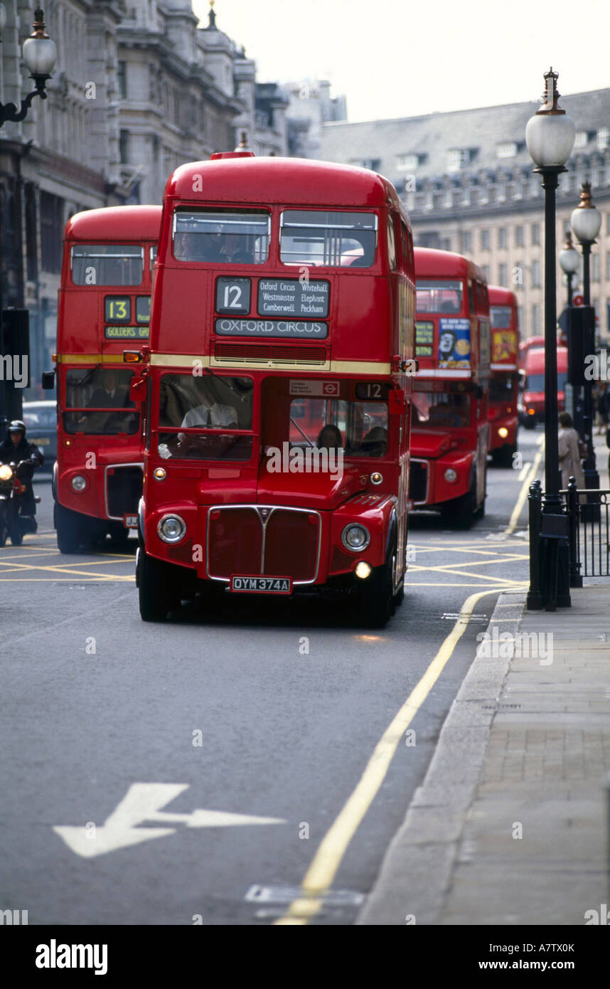 Double-decker buses on road Stock Photo - Alamy