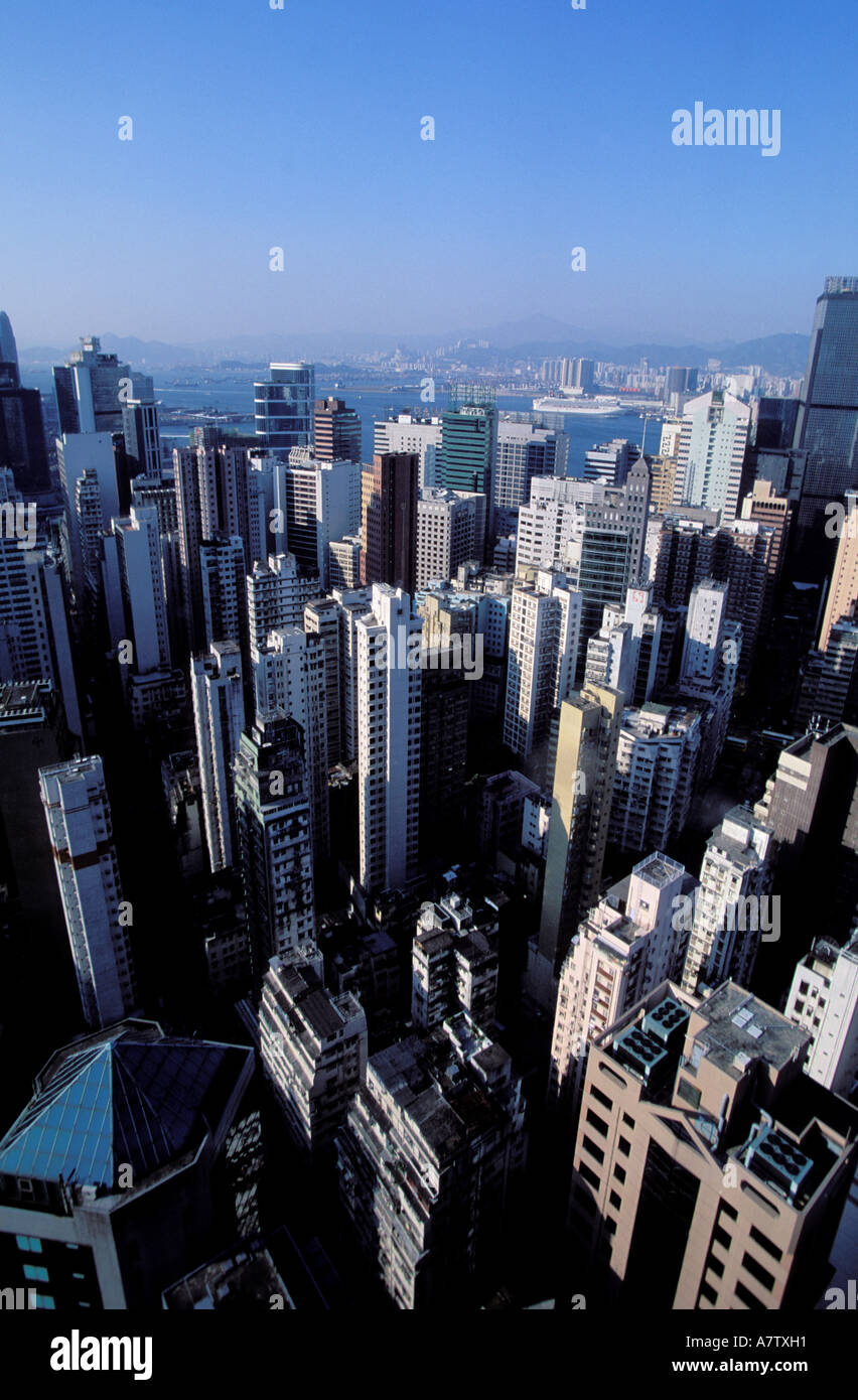 China, Hong Kong, Wanchai district, buildings as seen from the ...