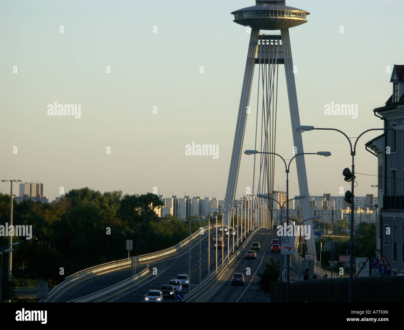 Bridge across the Danube river in Bratislava Slovakia Stock Photo - Alamy