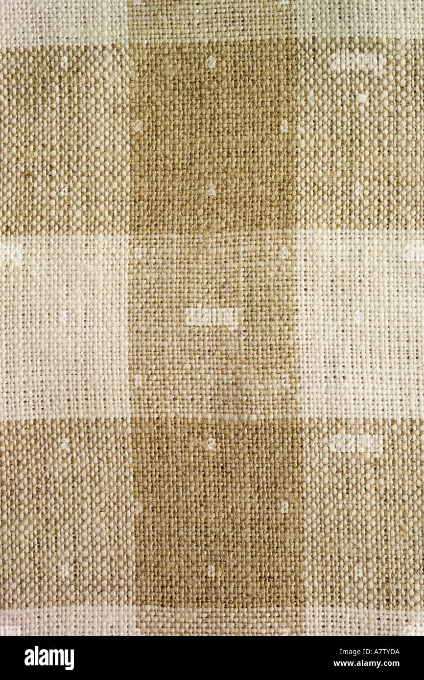 close up of beige and cream check fabric swatch Stock Photo - Alamy