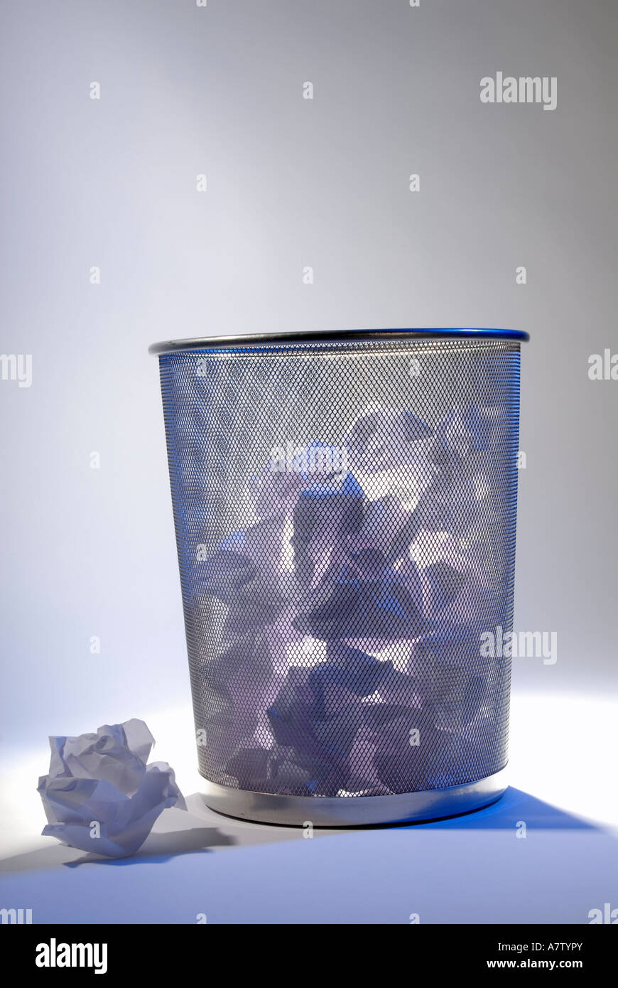 Rumpled waste papers in wastepaper basket Stock Photo - Alamy