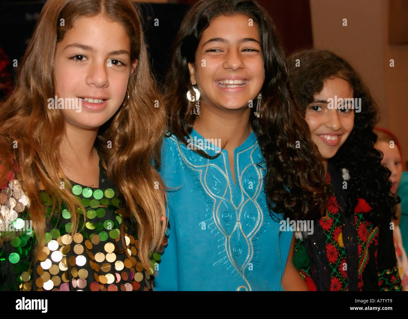 school girls dressing in cultural costumes on United Nations Day Stock ...