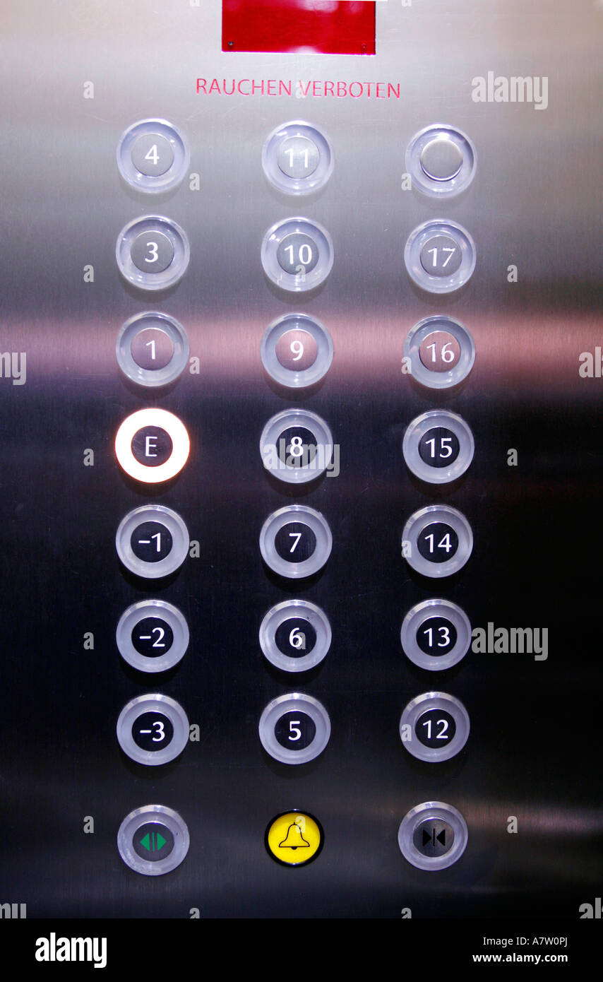 Close-up of push buttons in elevator Stock Photo - Alamy
