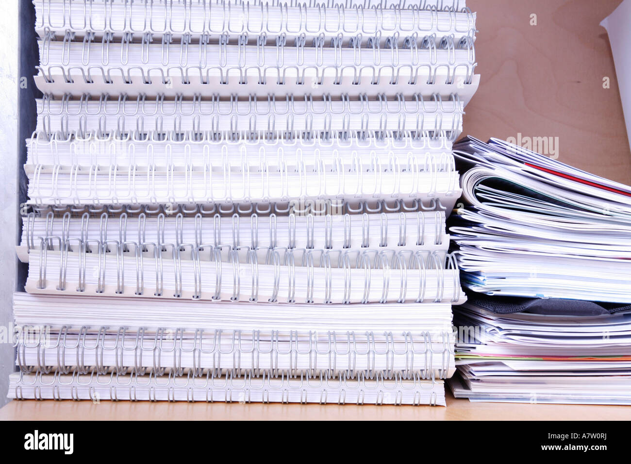 Stacks of spiral notebooks Stock Photo - Alamy