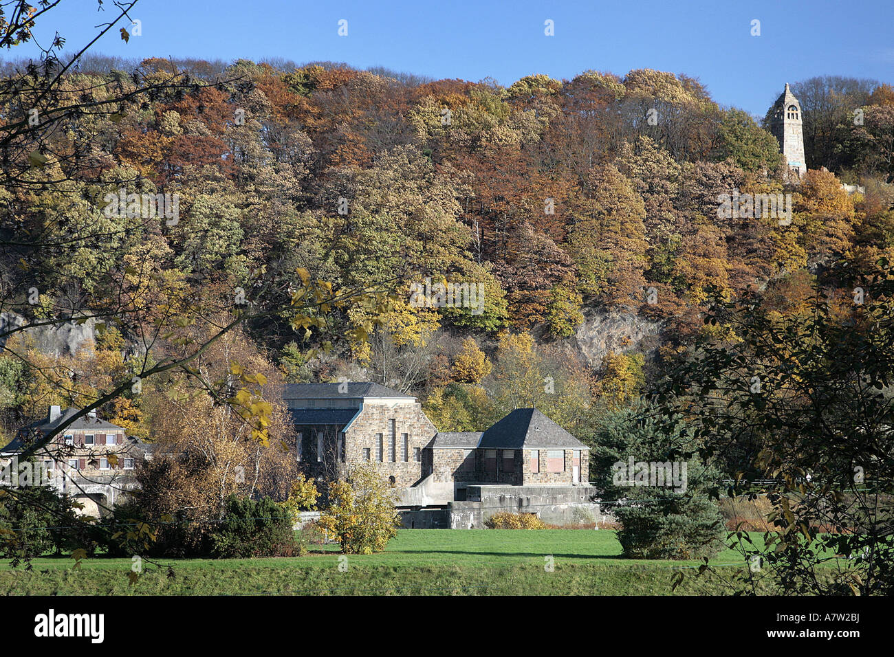 The Ruhr Valley in Witten with the power station Hohenstein and the ...