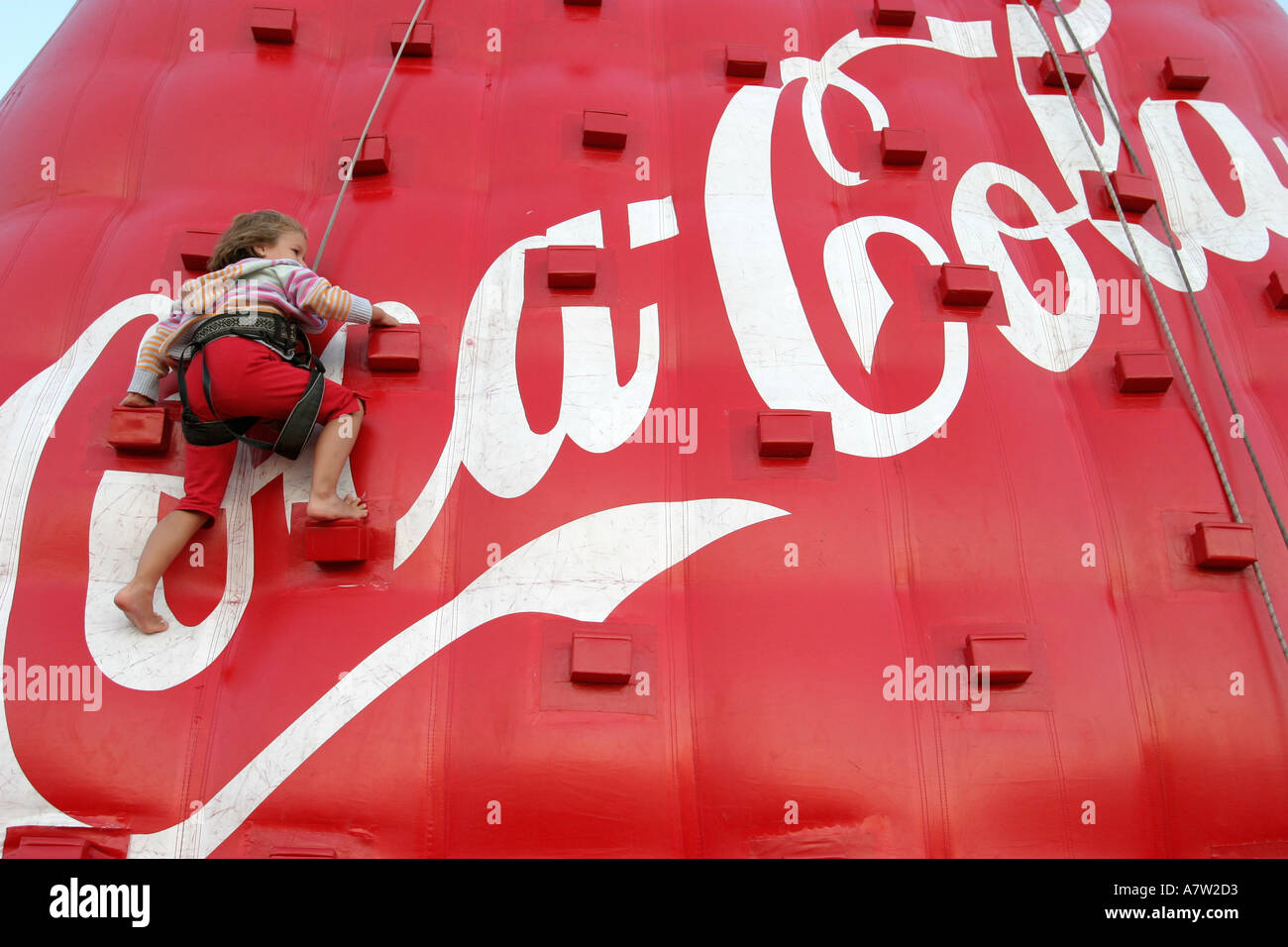 Little boy climbing over an inflated wall Budapest Hungary Stock Photo ...