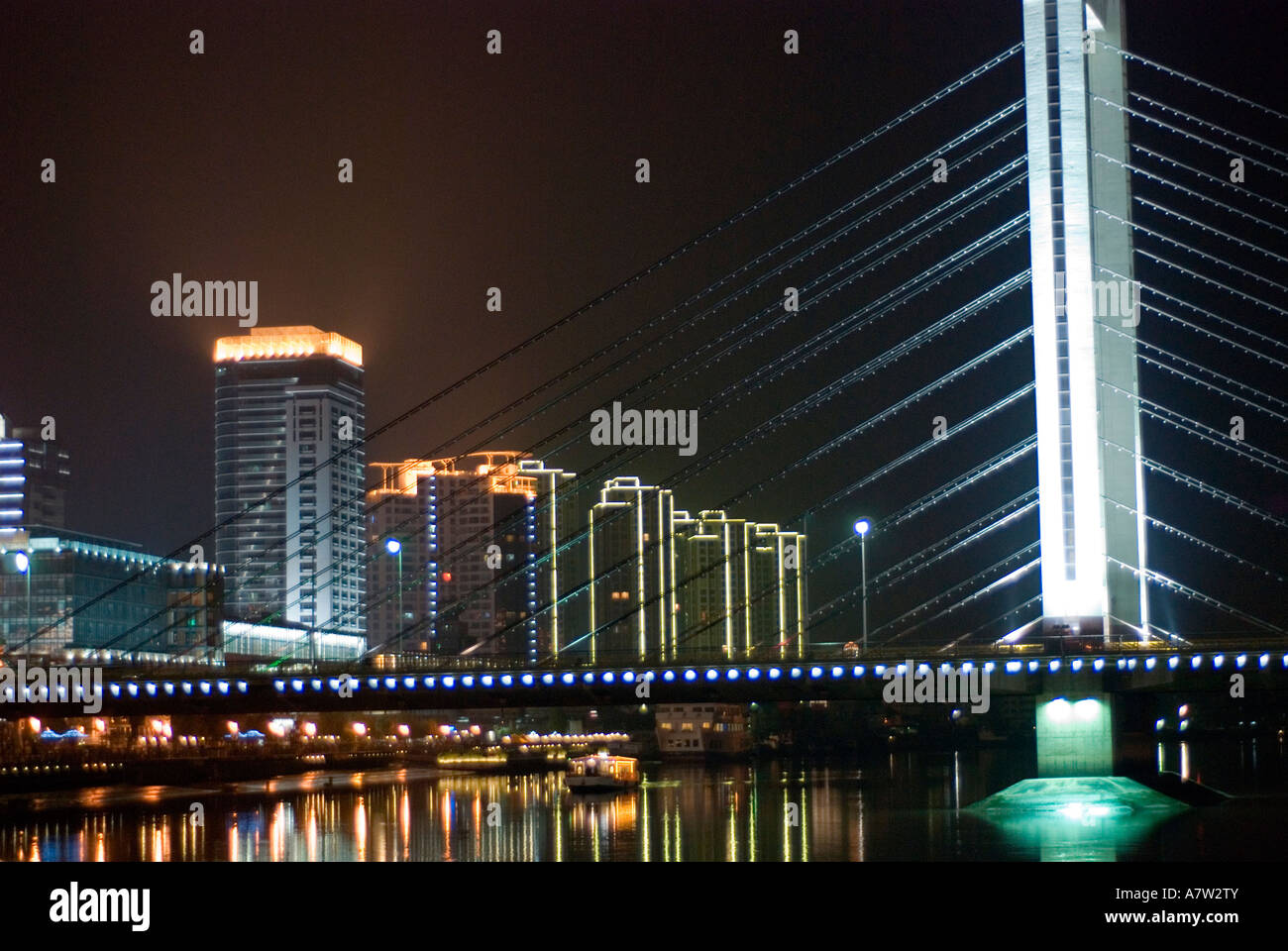 Ningbo bridge at night Stock Photo - Alamy