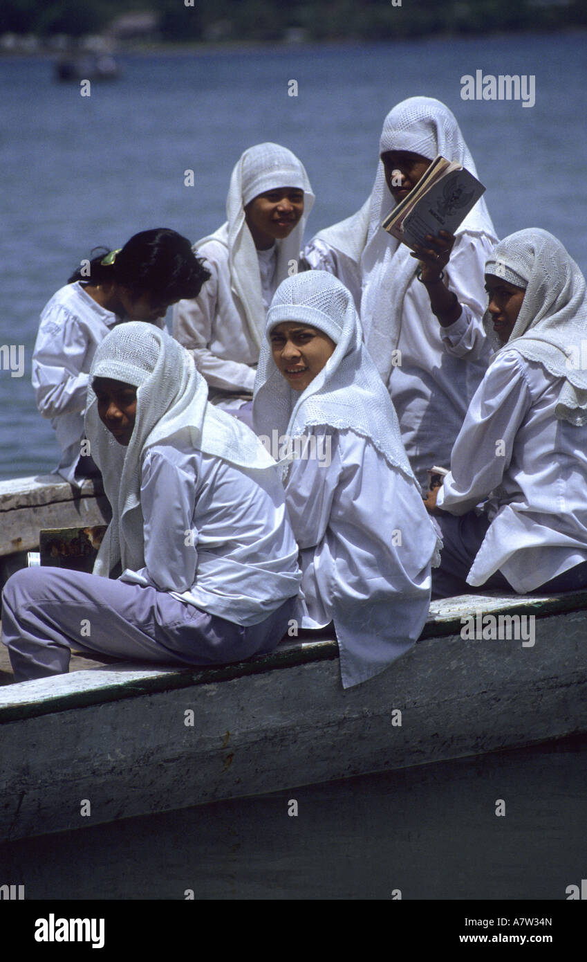 Acehnese Muslim Women in Banda island Moluccas islands Indonesia Stock ...