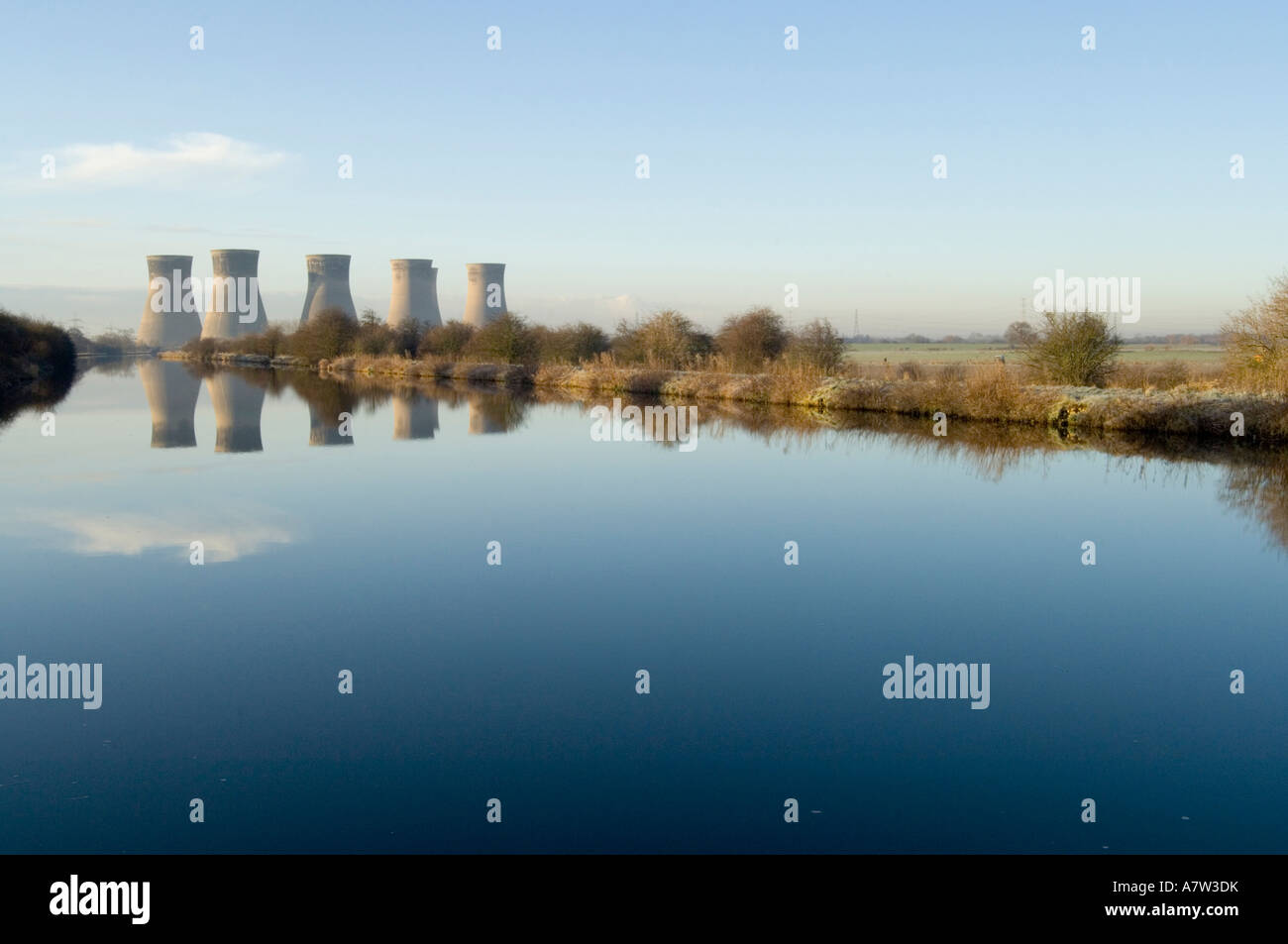 Cooling Towers on Frosty Morning Stock Photo - Alamy