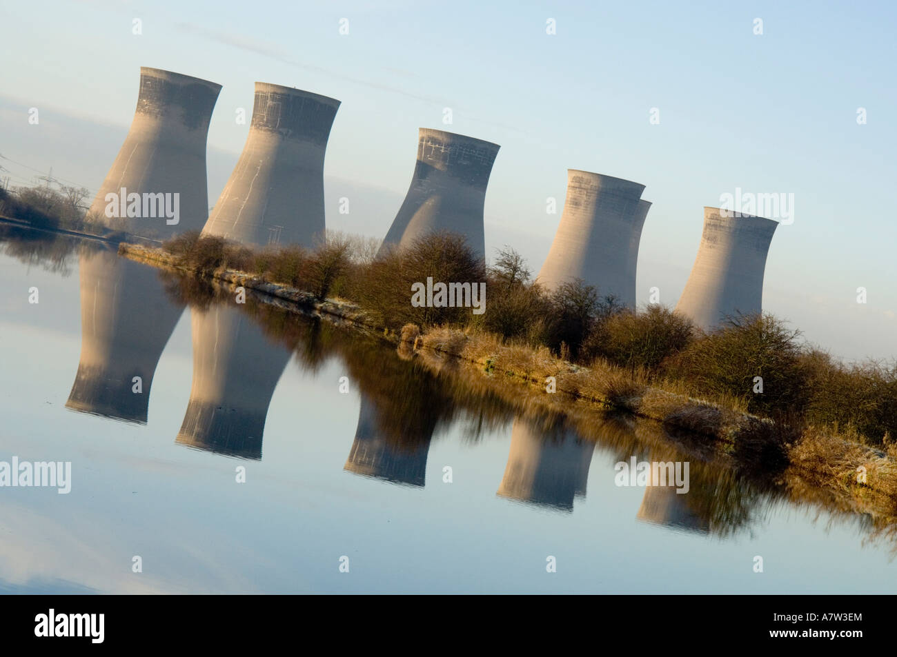 Cooling Towers on Frosty Morning Stock Photo - Alamy