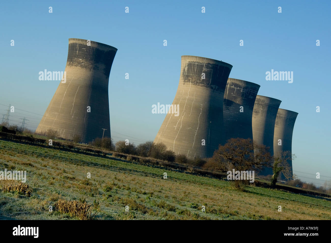 Cooling Towers on Frosty Morning Stock Photo - Alamy