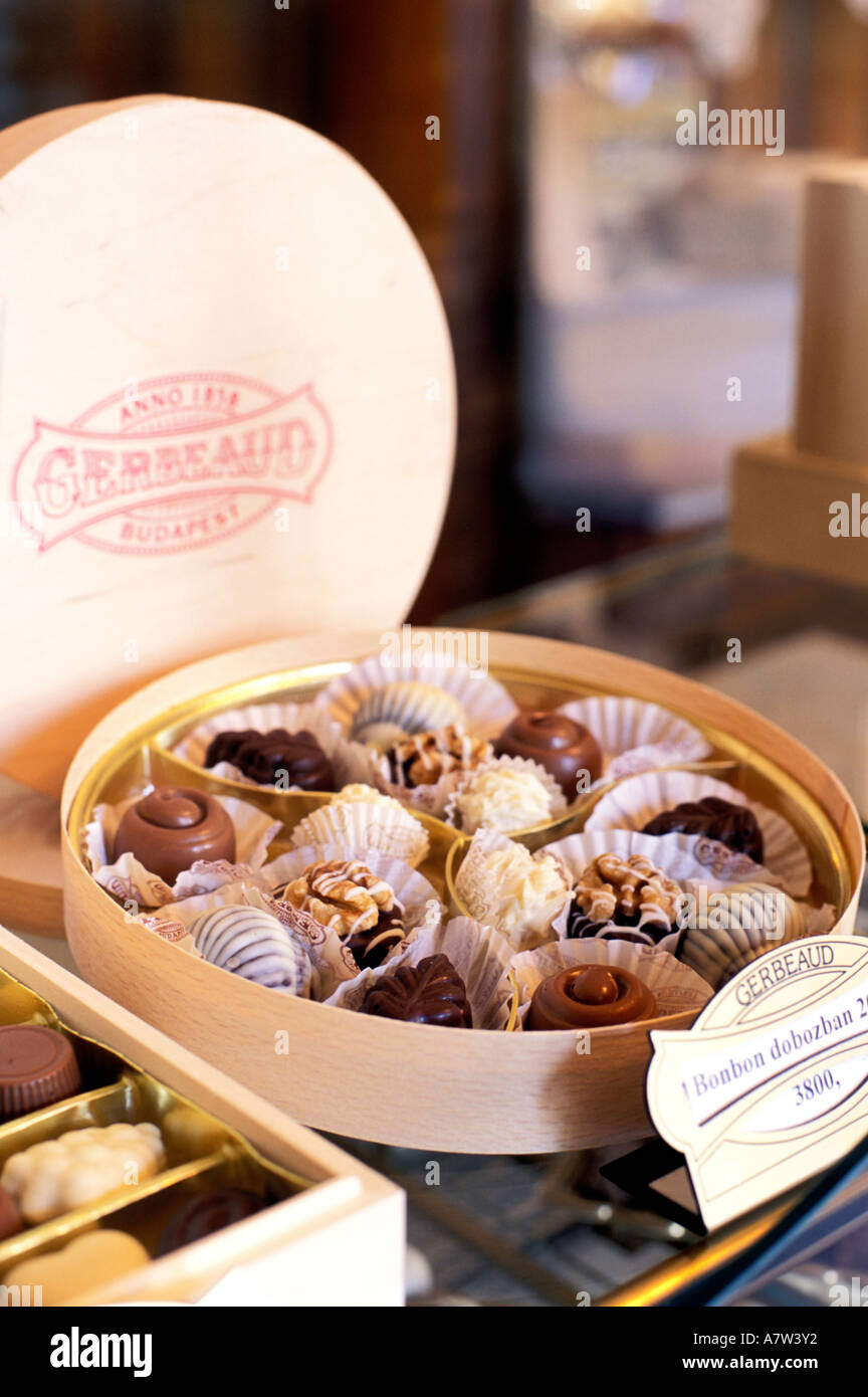 Hungary, Budapest, set of pastry makings of Gerbeaud confectioner's and ...