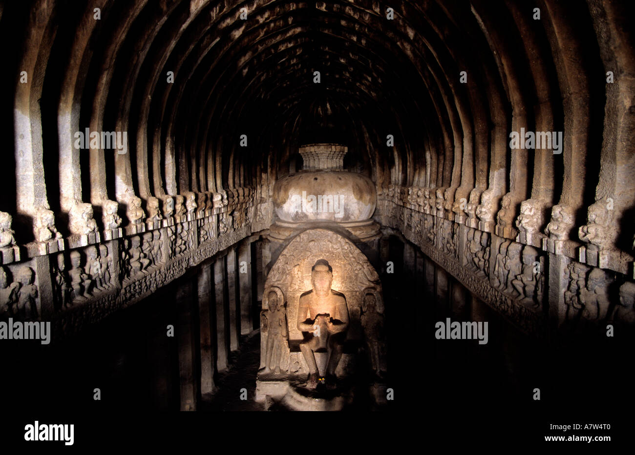 India, Maharashtra State, Ajanta cave dwelling monastery Stock Photo ...