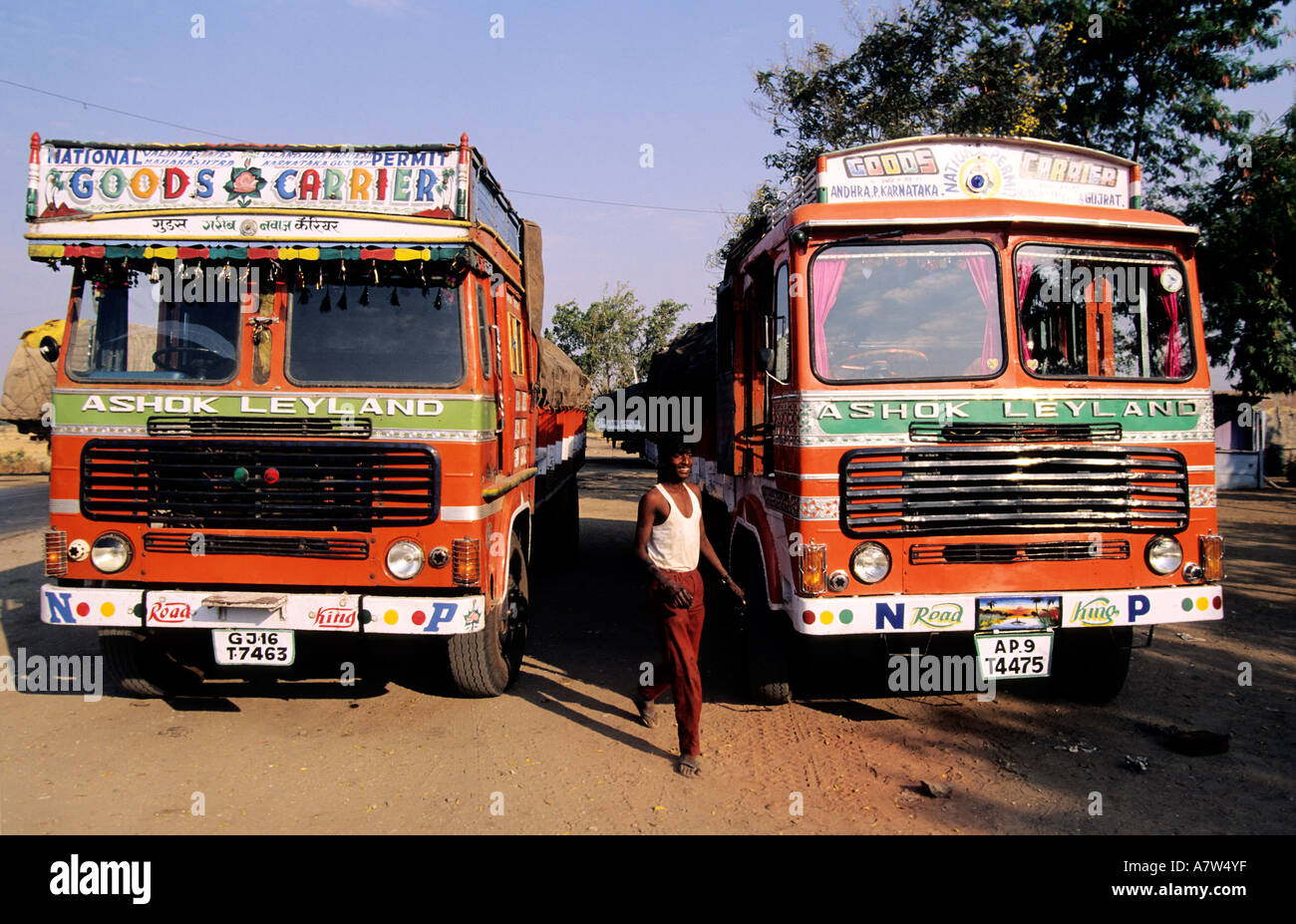 India, Maharashtra State, bus on the road from Bombay to Aurangabad ...
