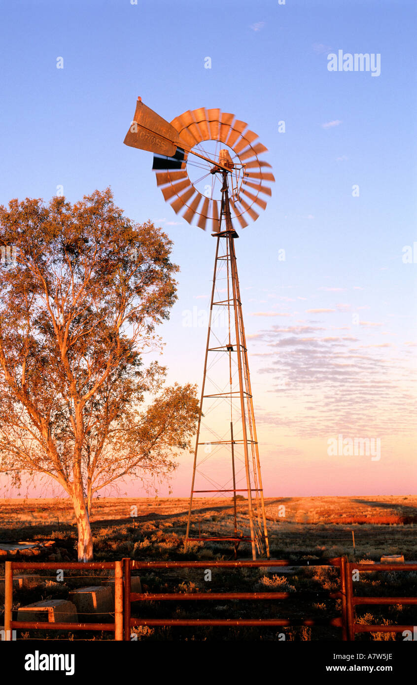 Australia, South Australia, desert of Simpson, wind mill Stock Photo ...