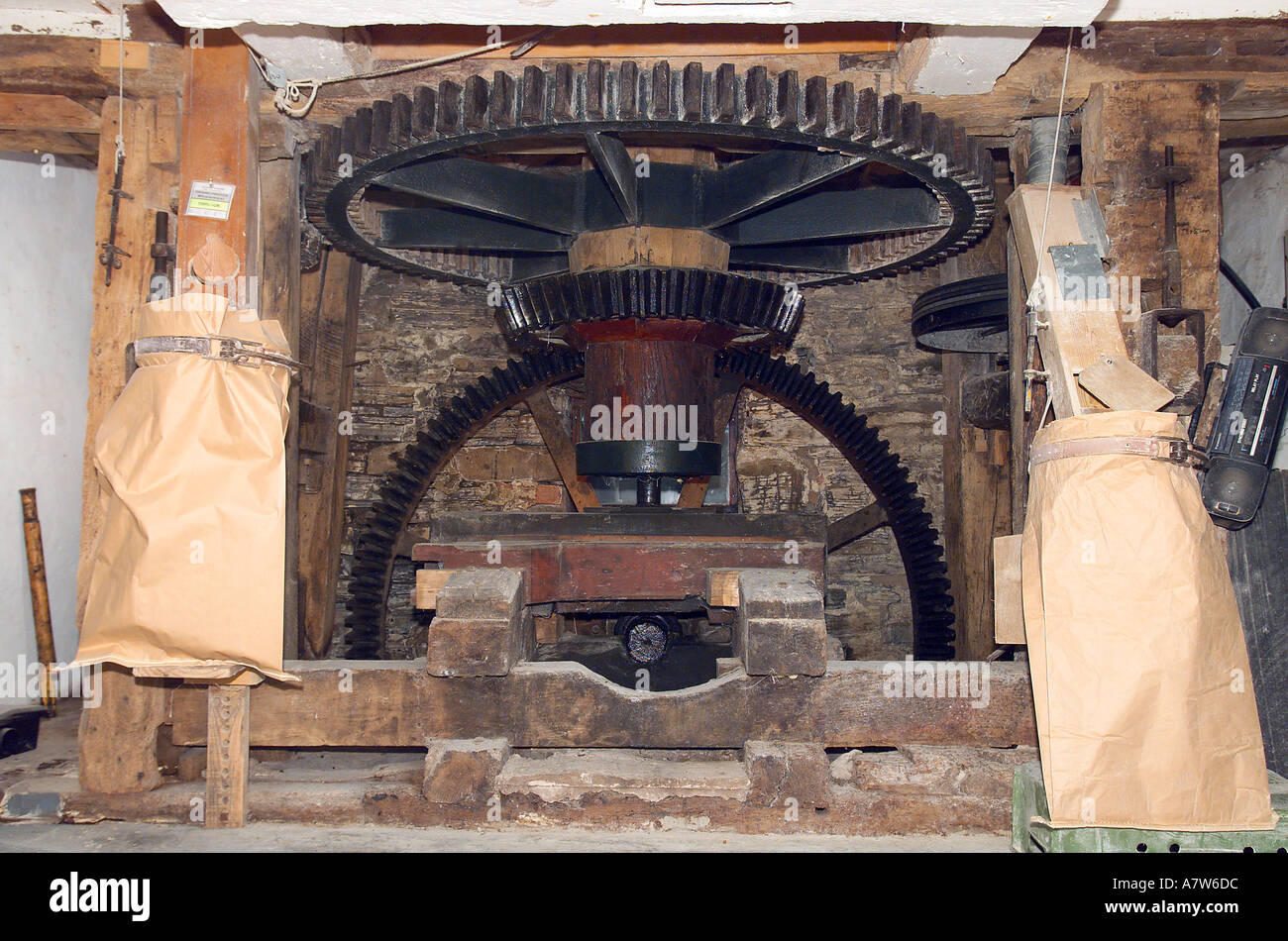 Traditional Flour Milling in 200yr old mill Bacheldre Montgomery Mid ...