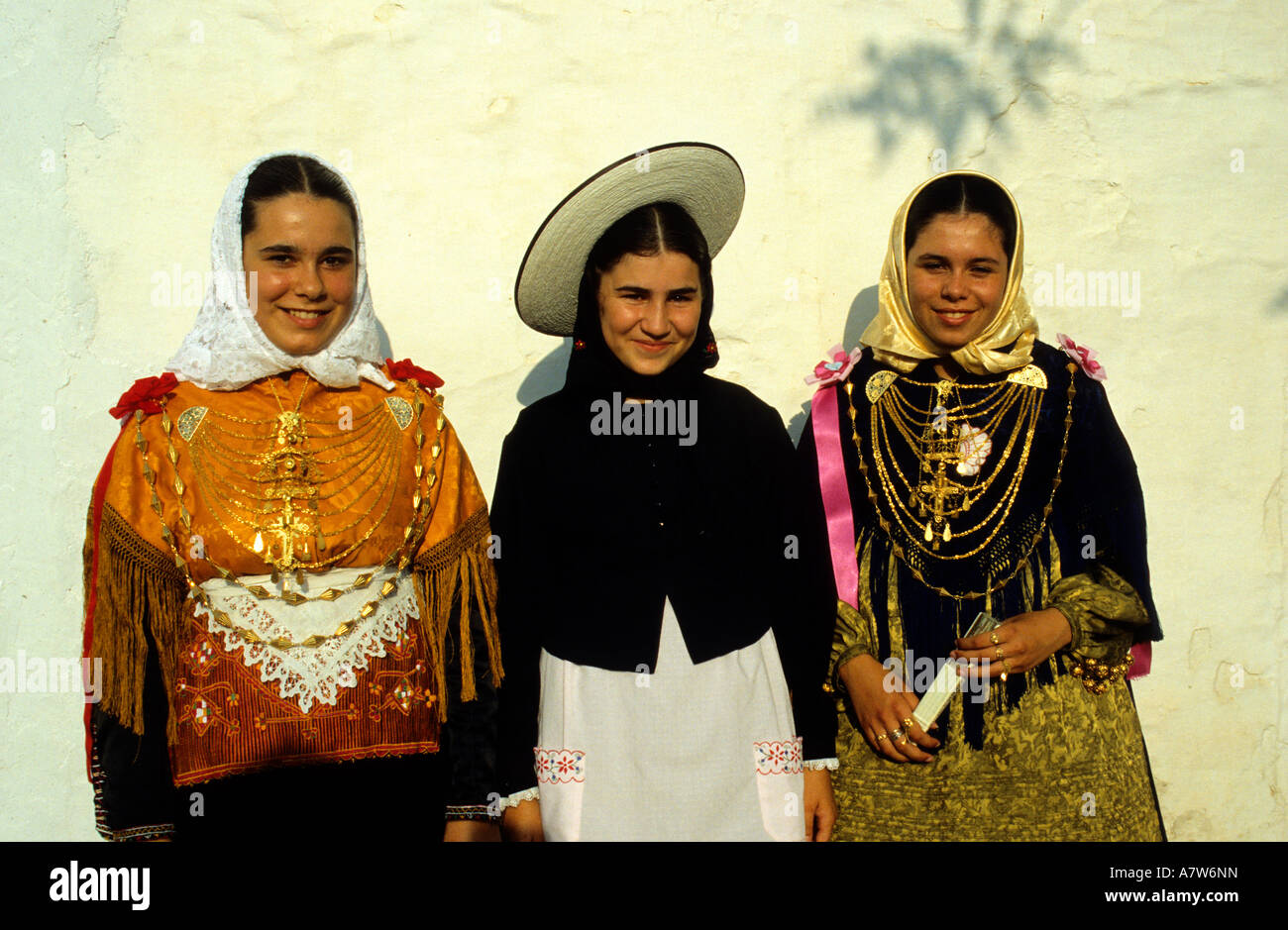 Women in traditional costumes of Payes Ibiza Balearic islands Spain ...